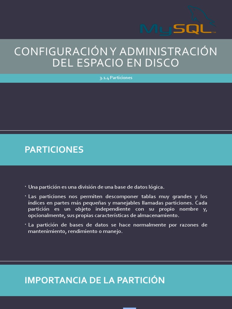 3.1.4 Particiones | PDF | Tabla (base de datos) | Bases de datos