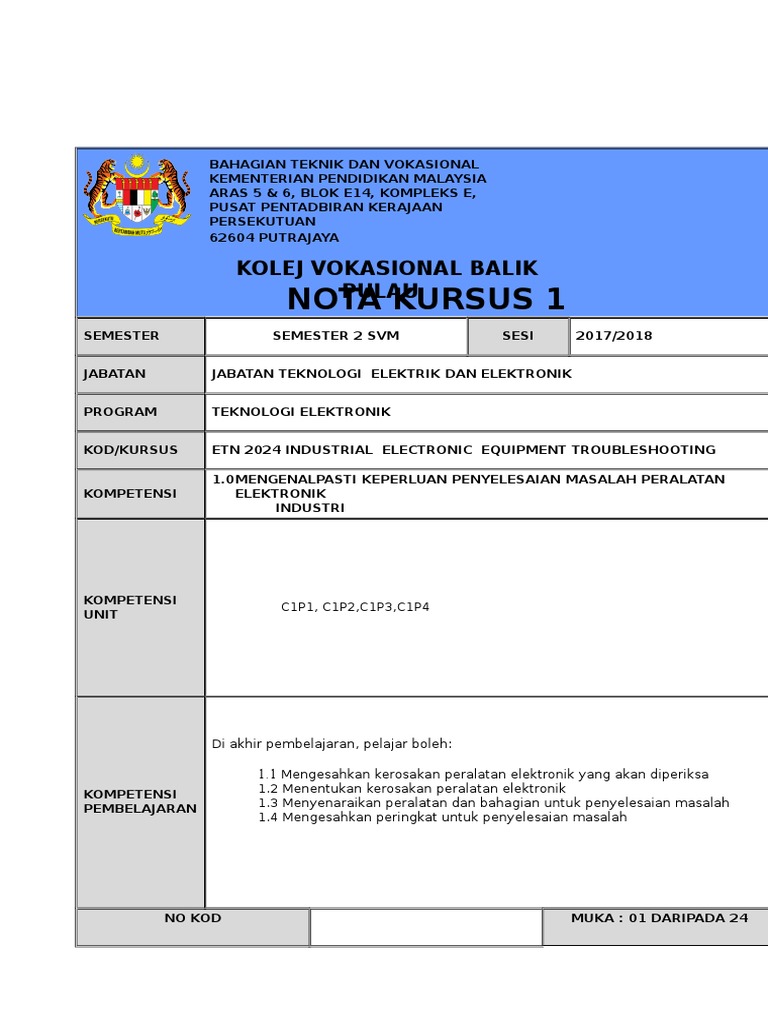 Nota Kursus 1 | PDF