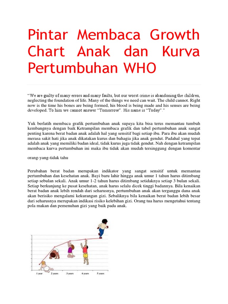 Pintar Membaca Growth Chart Anak Dan Kurva Pertumbuhan | PDF