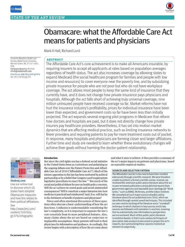 Obamacare: What The Affordable Care Act Means For Patients and ...