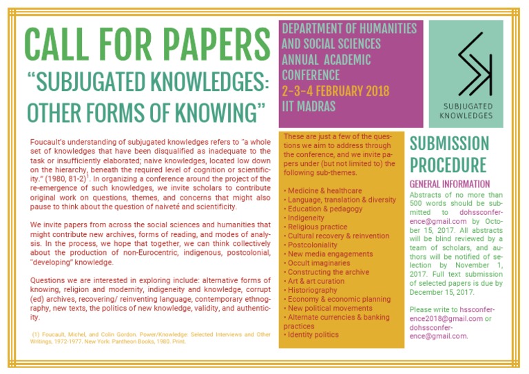 "Subjugated Knowledges: Other Forms of Knowing": Submission | PDF ...
