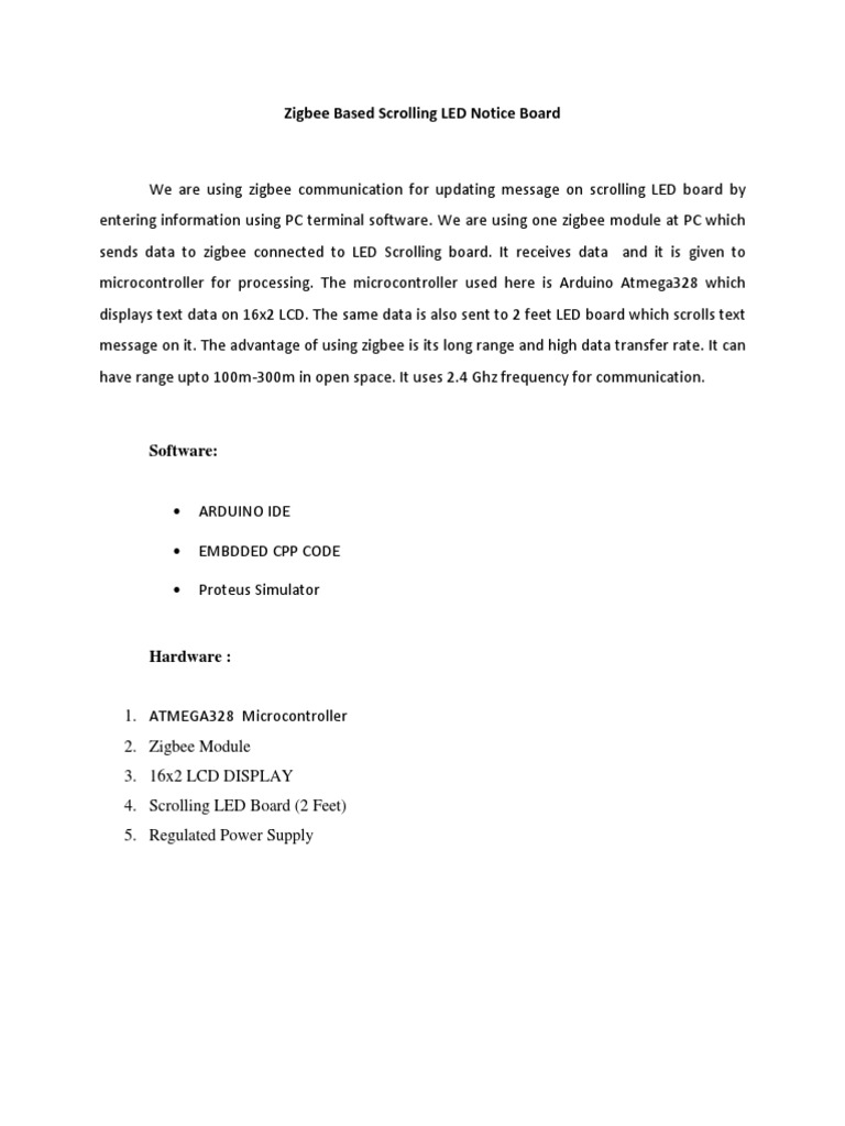 Zigbee Based Scrolling LED Notice Board | PDF