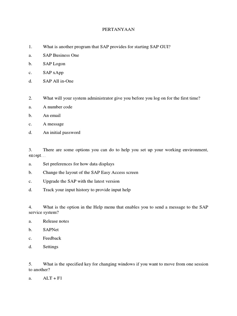 Pertanyaan Erp | PDF | Menu (Computing) | Tab (Gui)