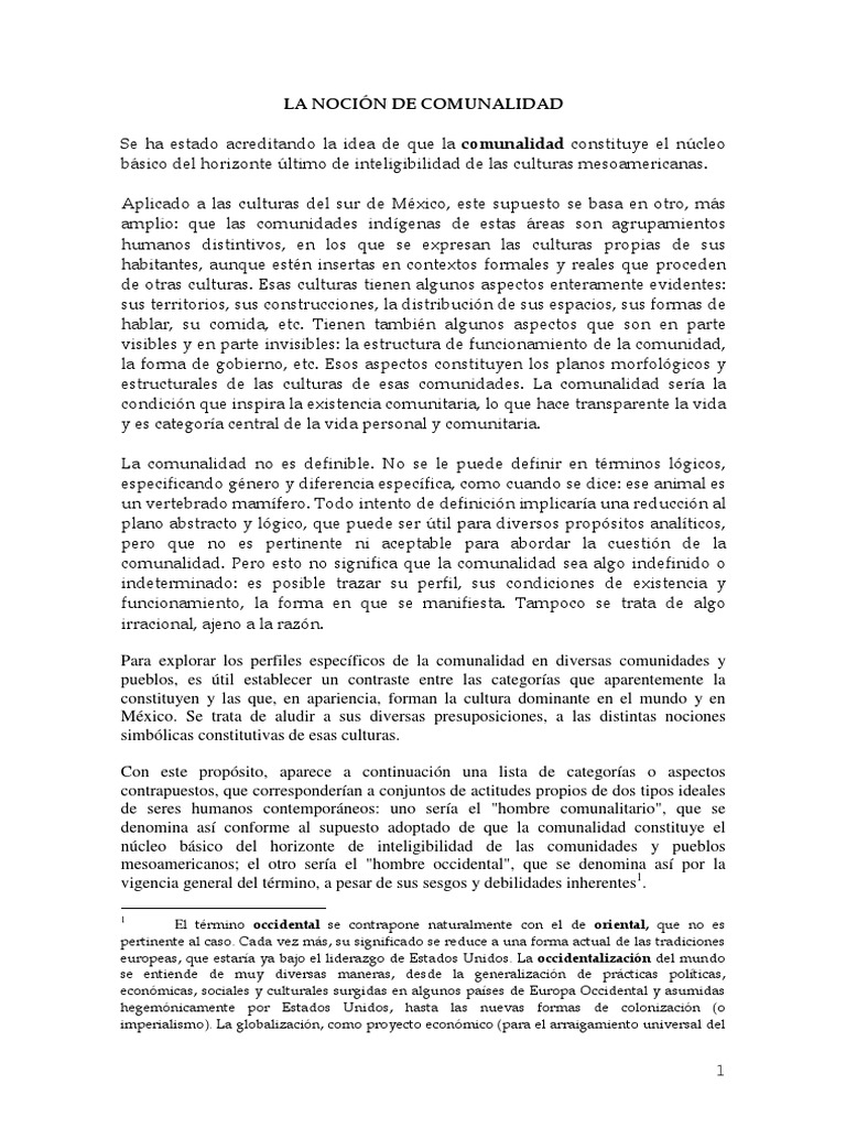 Gustavo Esteva La Noción De Comunalidad Pdf Conocimiento Realidad