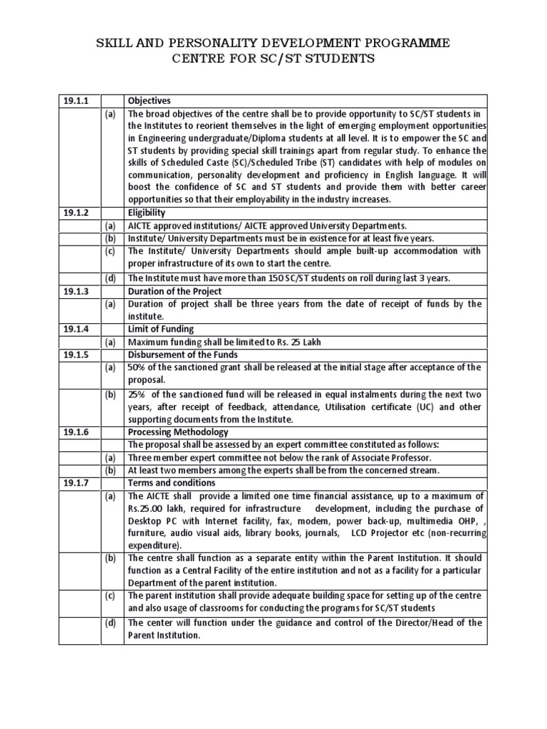 Spdp Scheme Document_SC ST Students | Expert | Cognition