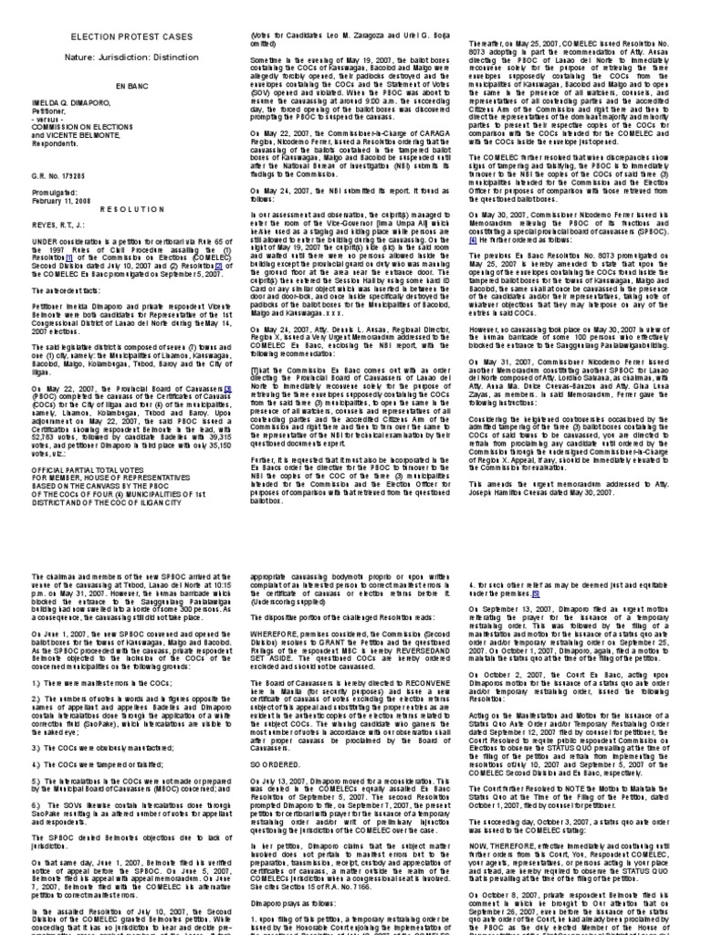 Election Protest Cases | PDF | Notary Public | Verification And Validation