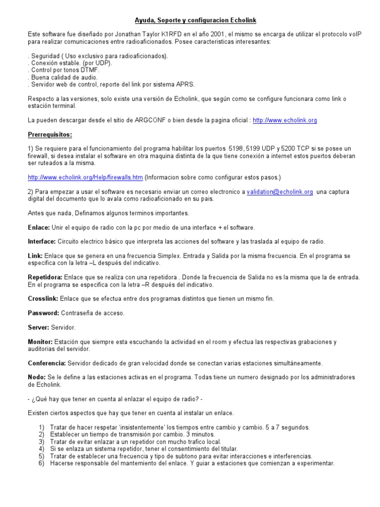 Configuración y Uso de Echolink | PDF | Contraseña | Software