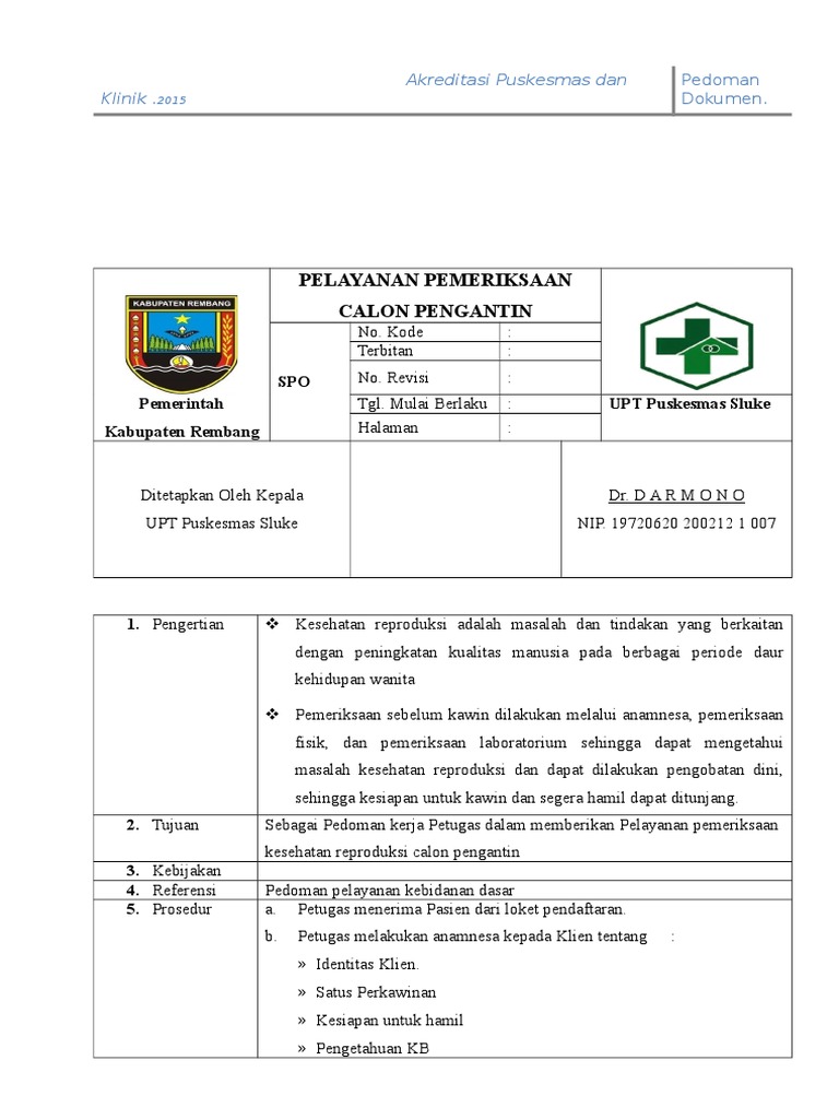 1.sop Catin | PDF | Kesehatan Holistik | Sains & Matematika