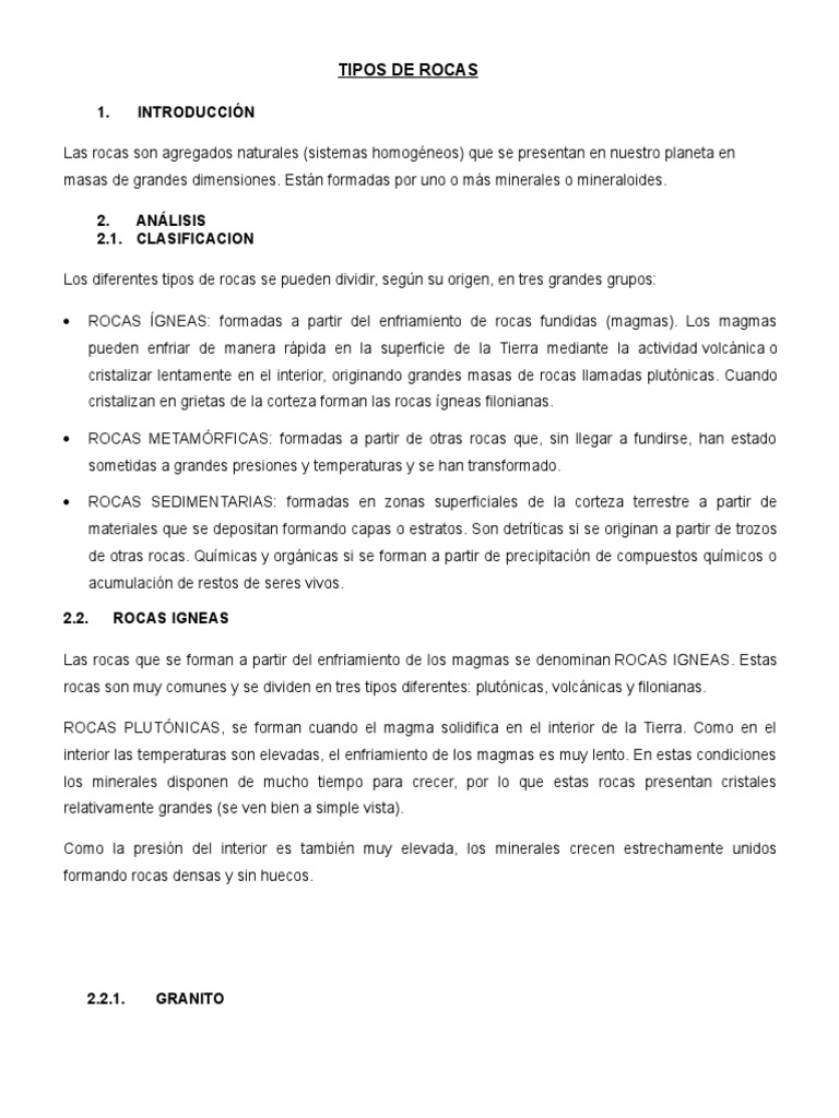 TIPOS de ROCAS - Trabajo Practico | Descargar gratis PDF | Basalto ...