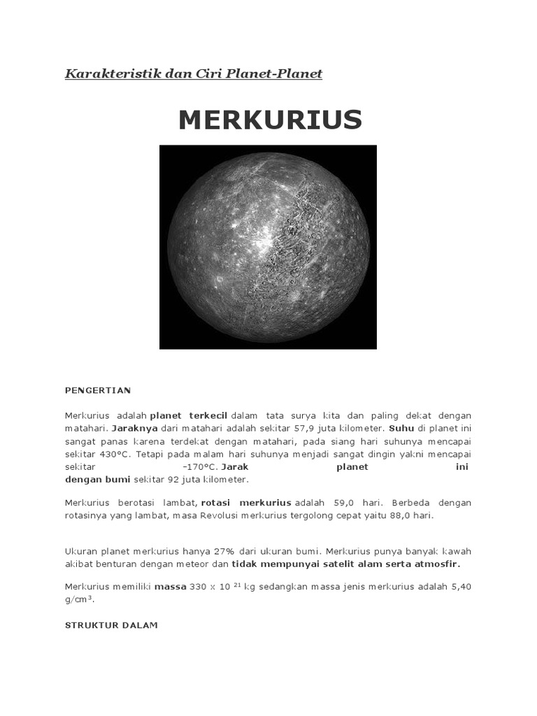 Ciri Ciri Planet Planet | PDF | Sains & Matematika