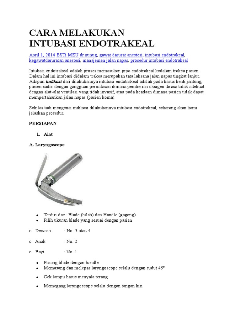 Cara Melakukan Intubasi | PDF