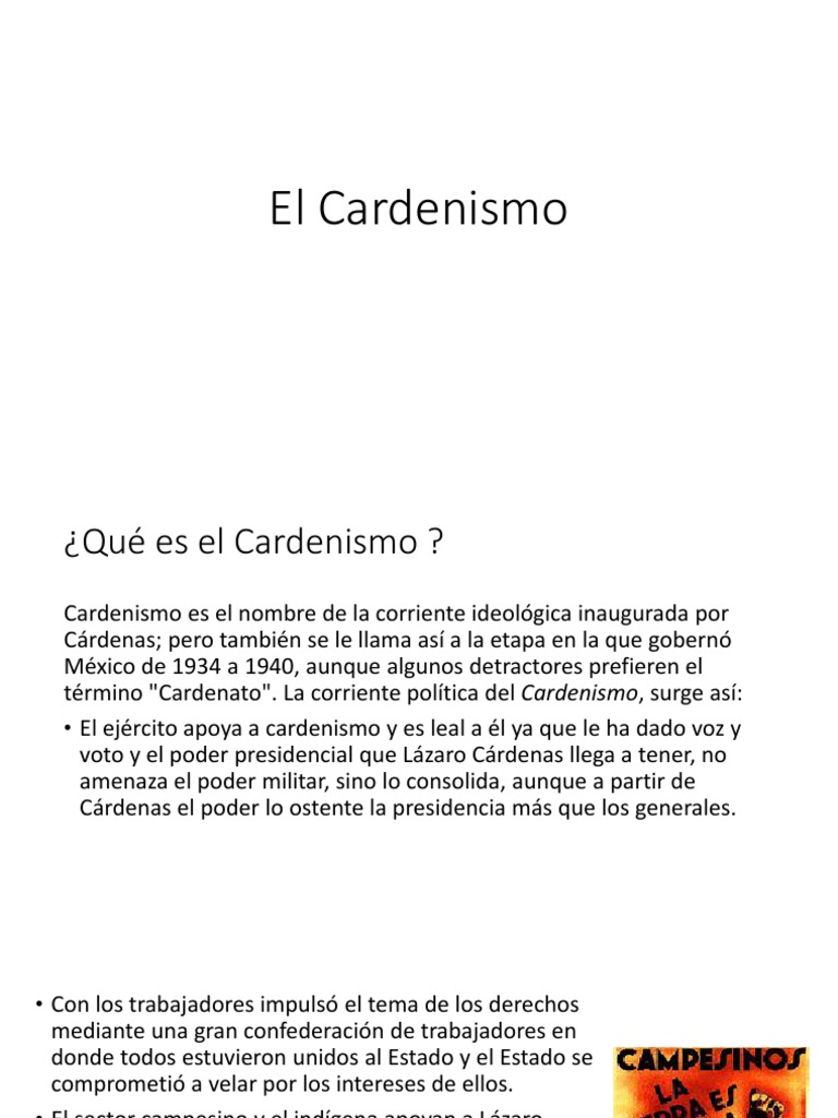 Resumen Del Cardenismo En México Pdf Política General Economias
