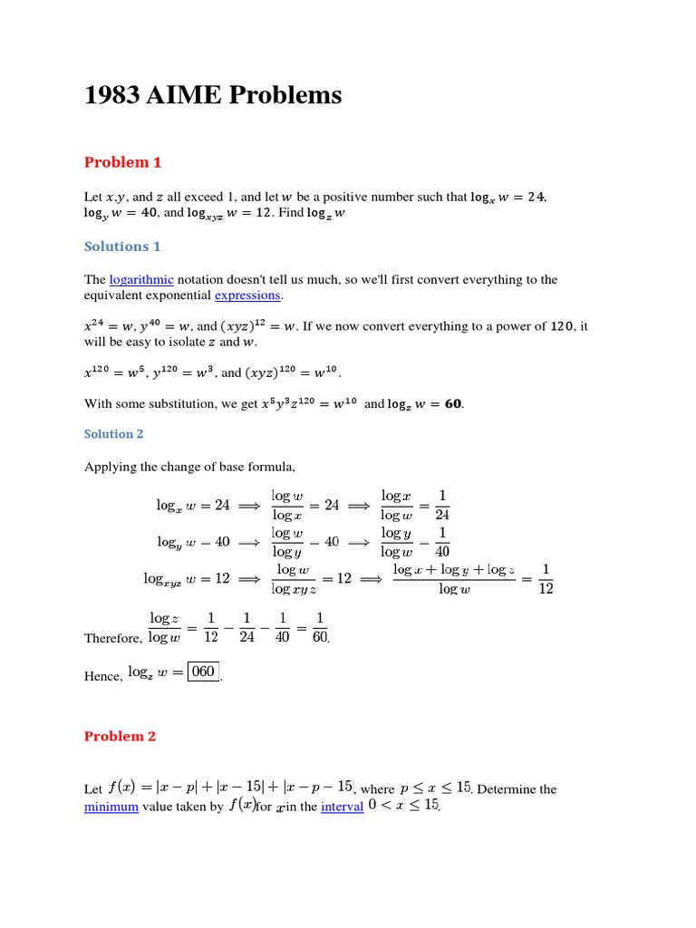1983 AIME Problems | PDF | Circle | Complex Number