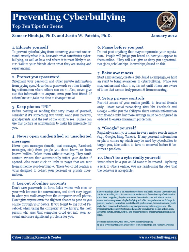 Prevention of Cyber Bullying | PDF | Cyberbullying | Computer Law
