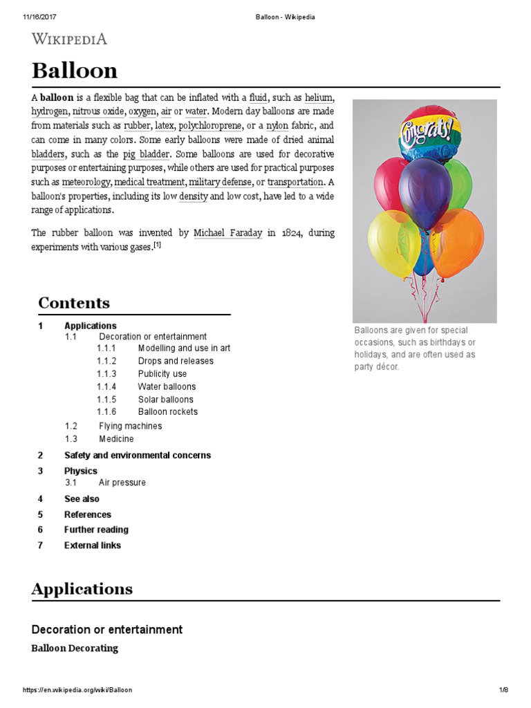 Balloon - Wikipedia | PDF | Balloon | Nature