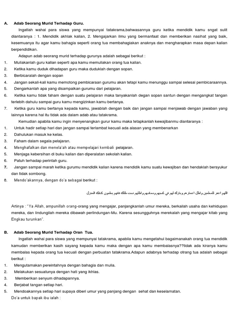 Adab Murid Terhadap Guru Teman Pdf