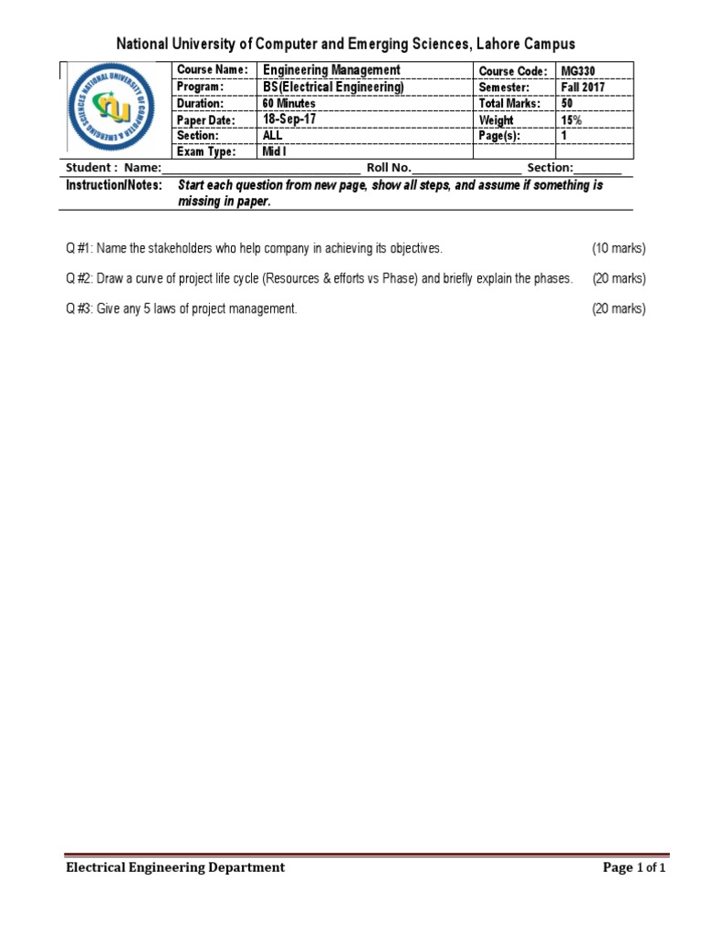 National University of Computer and Emerging Sciences, Lahore Campus | PDF