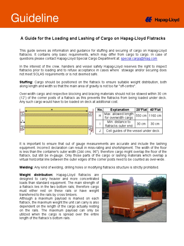 Hapag-LLoyd Flatracks Lashing Guide Nov 2015 | PDF | Rail Transport | Cargo