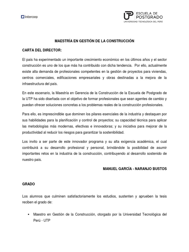 Maestría en Gestión de La Construcción 2017 | PDF | Logística ...