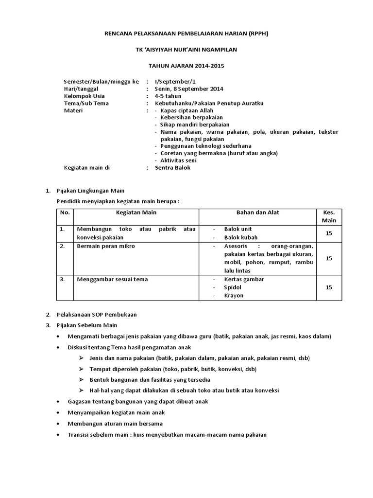 Contoh RPPH | PDF