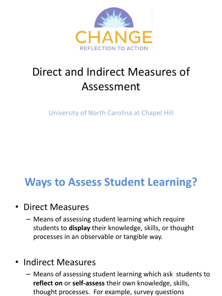 Direct and Indirect Measures | PDF | Educational Assessment | Survey ...