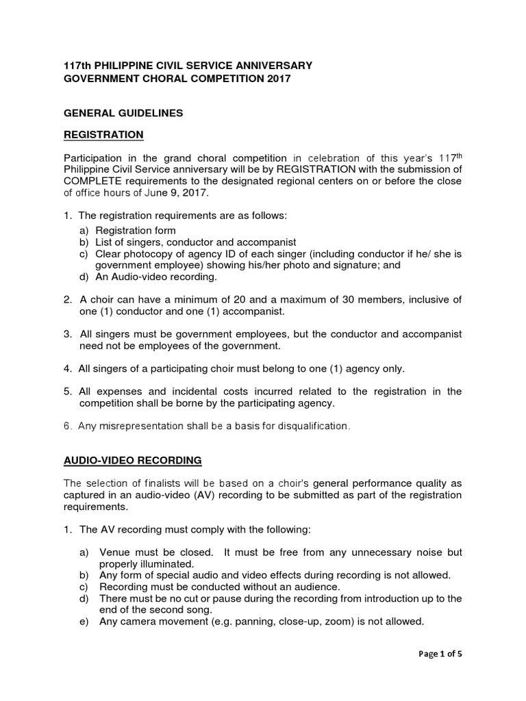 3 2017 GCC General Guidelines - 2 | PDF | Choir | Conducting