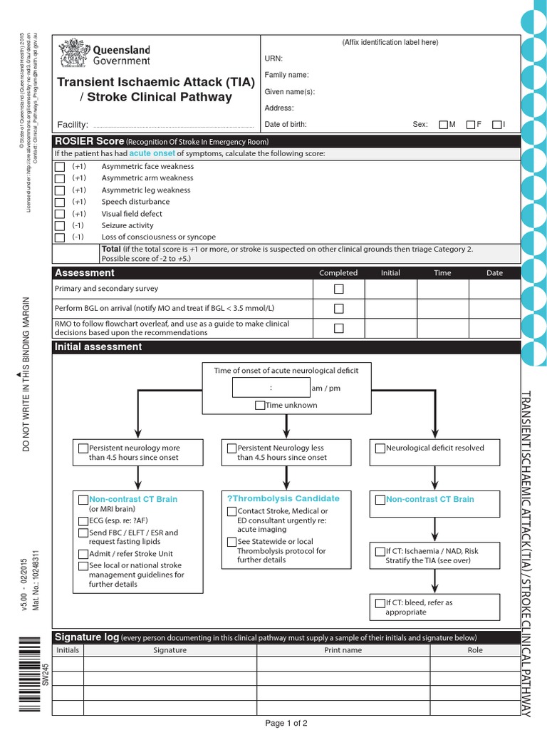 TIA Stroke Pathway | PDF | Stroke | Diseases And Disorders