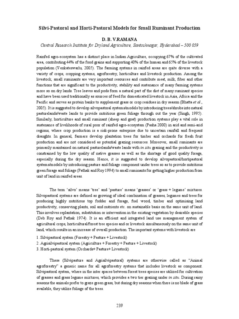 Silvi-Pastoral Models for Ruminant Farming | PDF | Sheep | Goat