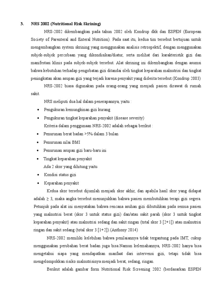 Skrining NRS 2002 untuk Pasien Rumah Sakit | PDF | Kesehatan Holistik