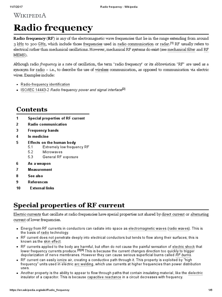 Radio Frequency - Wikipedia | PDF | Radio Frequency | Radio Spectrum