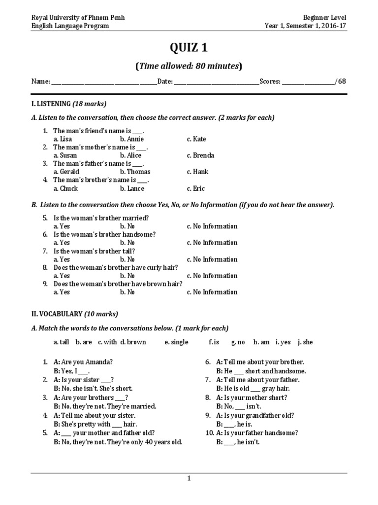 Quiz 1 | PDF | Languages