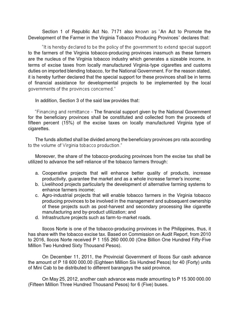 Ra 7171 | PDF | Excise | Taxation