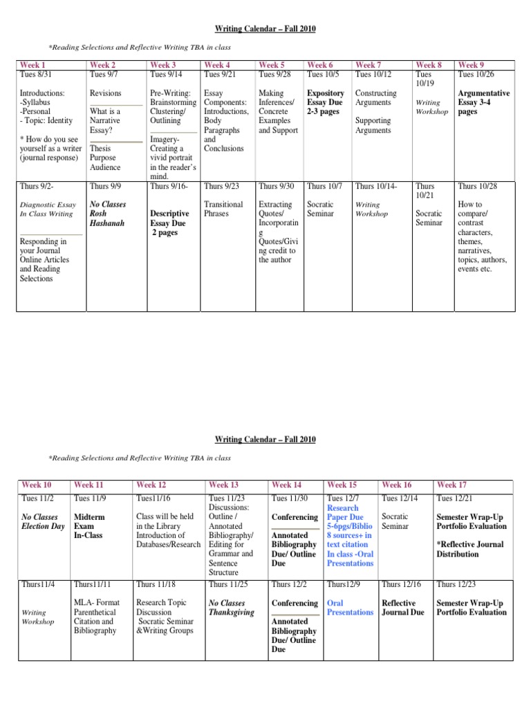 Brady WRiting Calendar | PDF | Essays | Citation