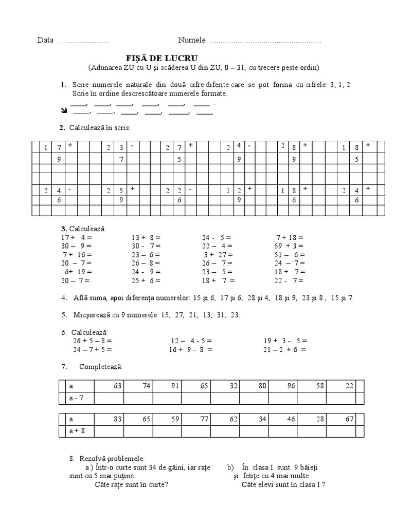 8 Fisa de Lucru Mem | PDF