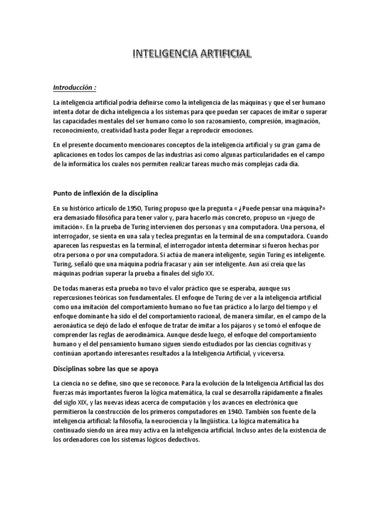 Ensayo Inteligencia Artificial | Inteligencia artificial | Tecnología