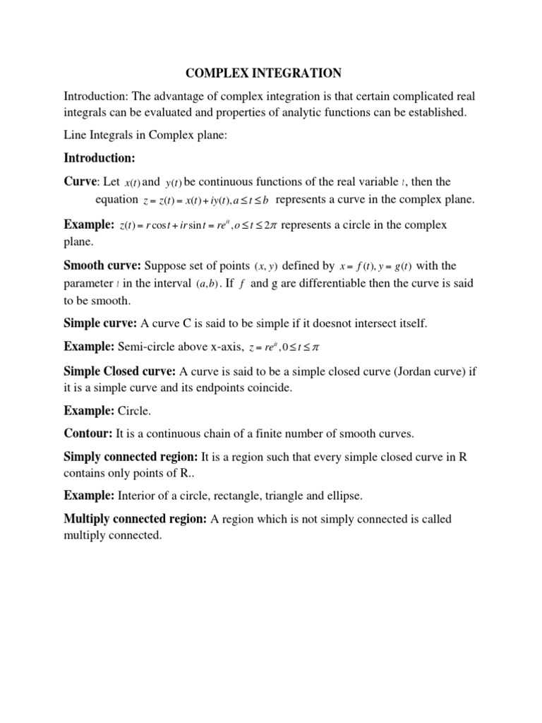 Complex Integration | Download Free PDF | Integral | Curve