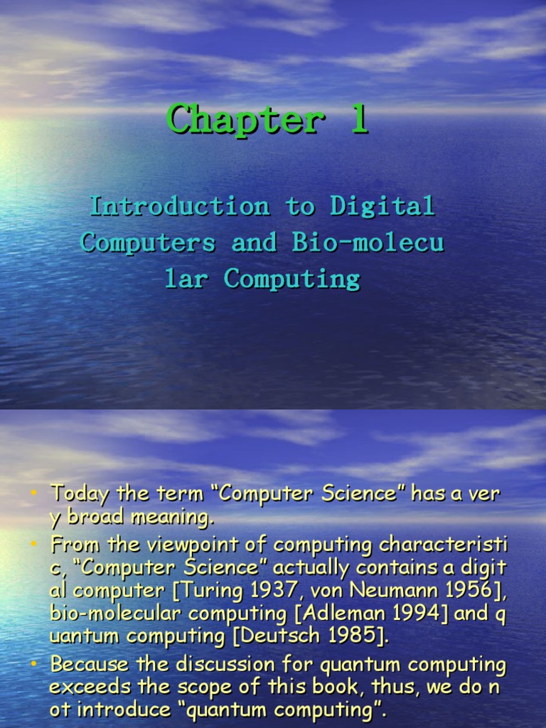 Introduction To Digital Computers and Bio-Molecu Lar Computing | PDF ...