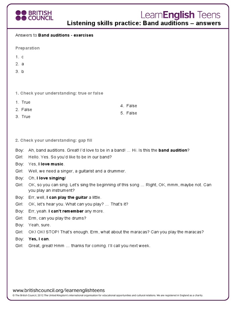 Listening 1 (Respuestas) | PDF