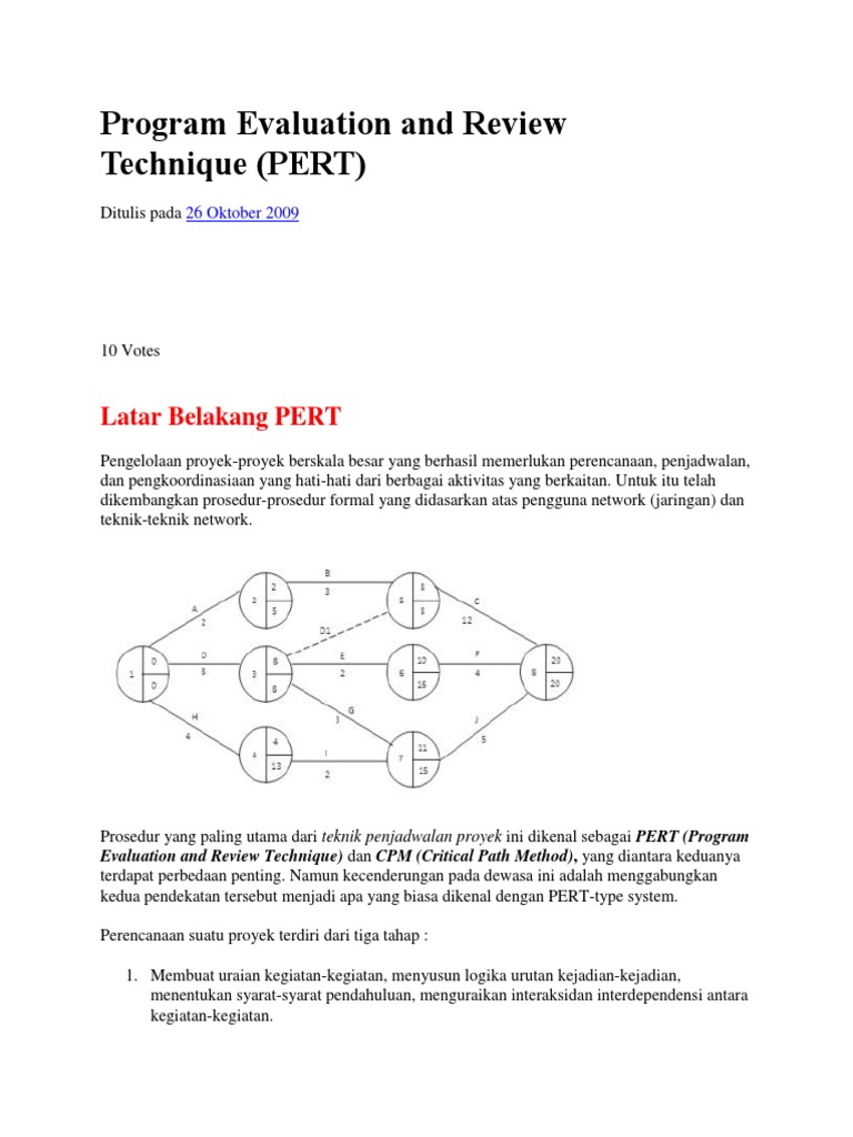 PERT: Teknik Penjadwalan Proyek | PDF
