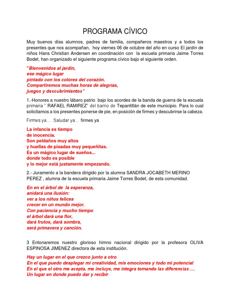 Programa Inauguracion | PDF | Enseñando y aprendiendo | Escuelas