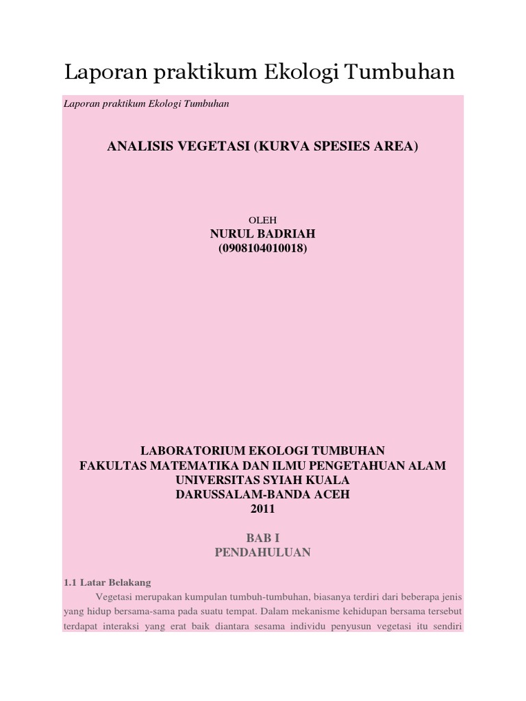 Laporan Praktikum Ekologi Tumbuhan | PDF
