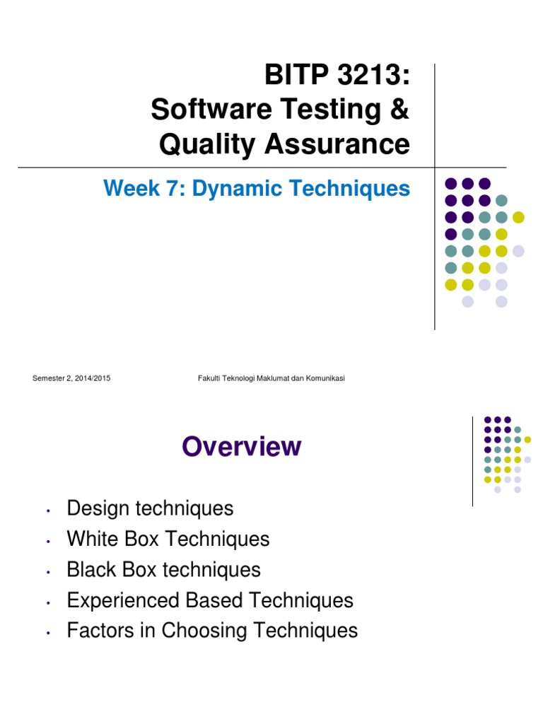 Week 7 - Dynamic Techniques | PDF | Software Testing | Software Engineering
