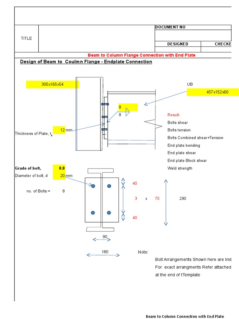 Beam to Column Shear Connection Design | PDF | Beam (Structure) | Column