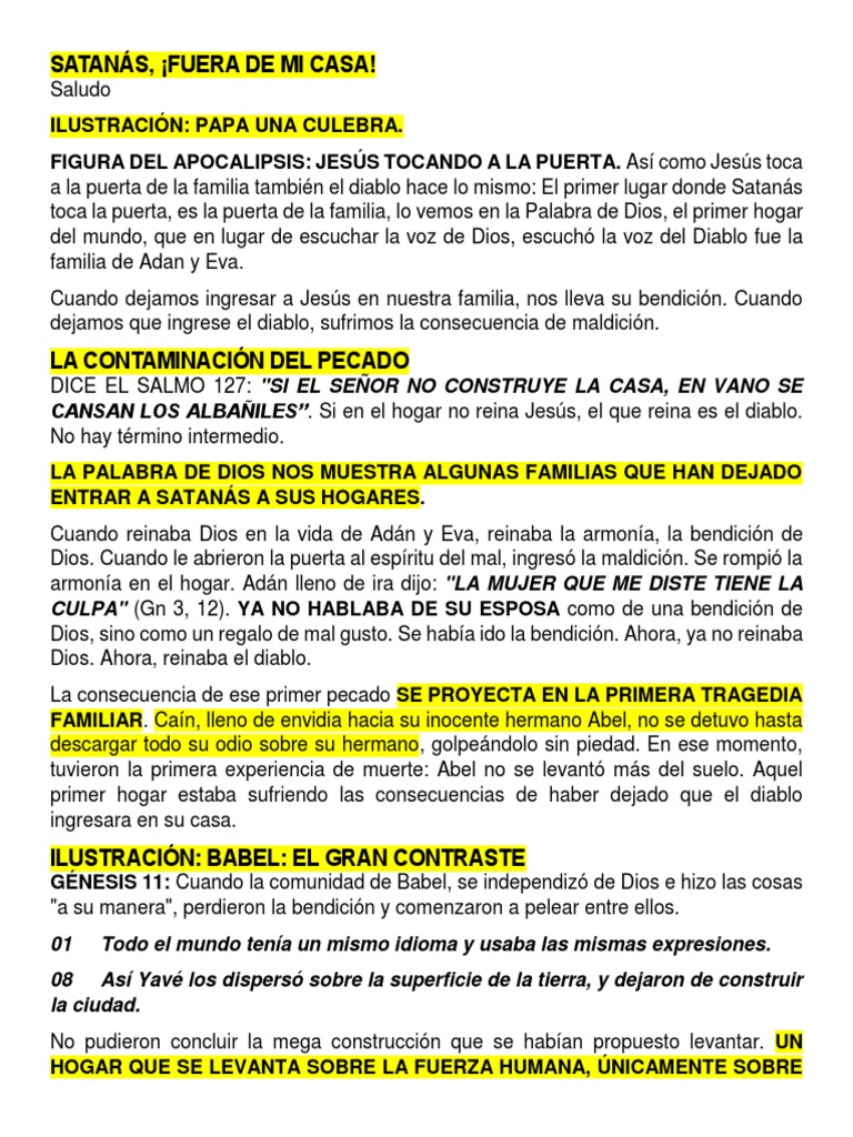Satanás, ¡fuera de mi hogar! | PDF | Satán | eucaristía