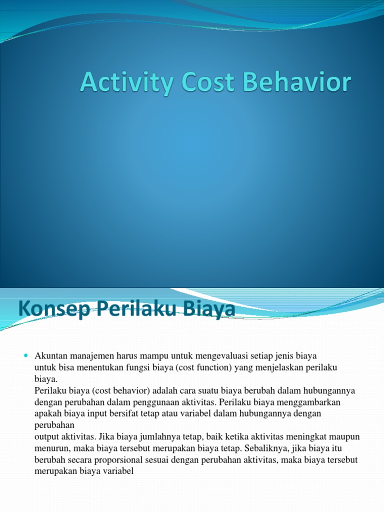 Activity Cost Behavior | PDF