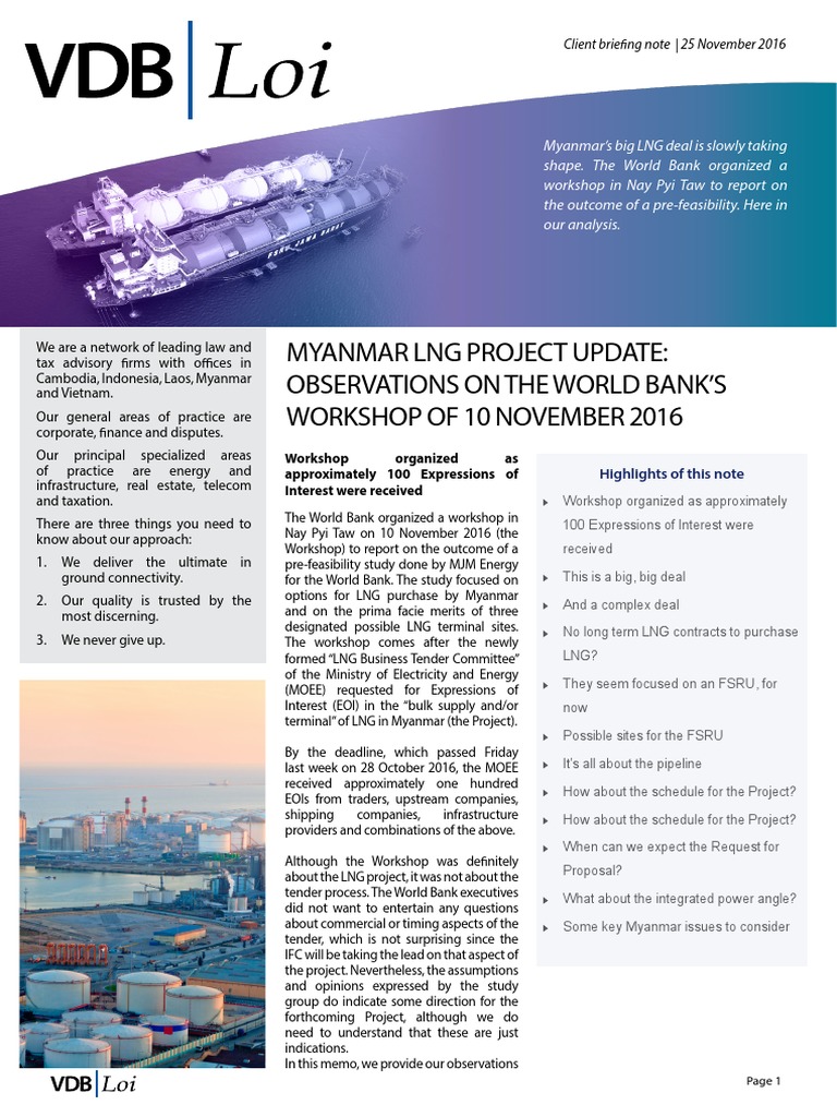 Myanmar LNG Project | PDF | Natural Gas | Liquefied Natural Gas