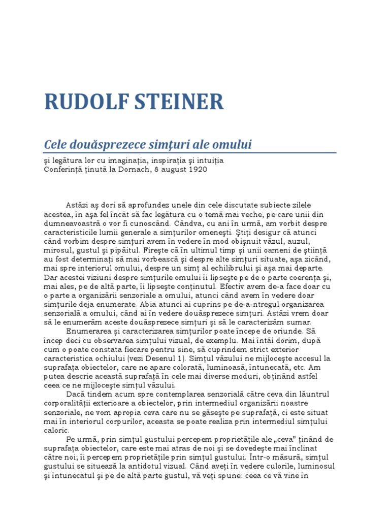 Rudolf Steiner - Cele Douasprezece Simturi 1.0 10 & | PDF