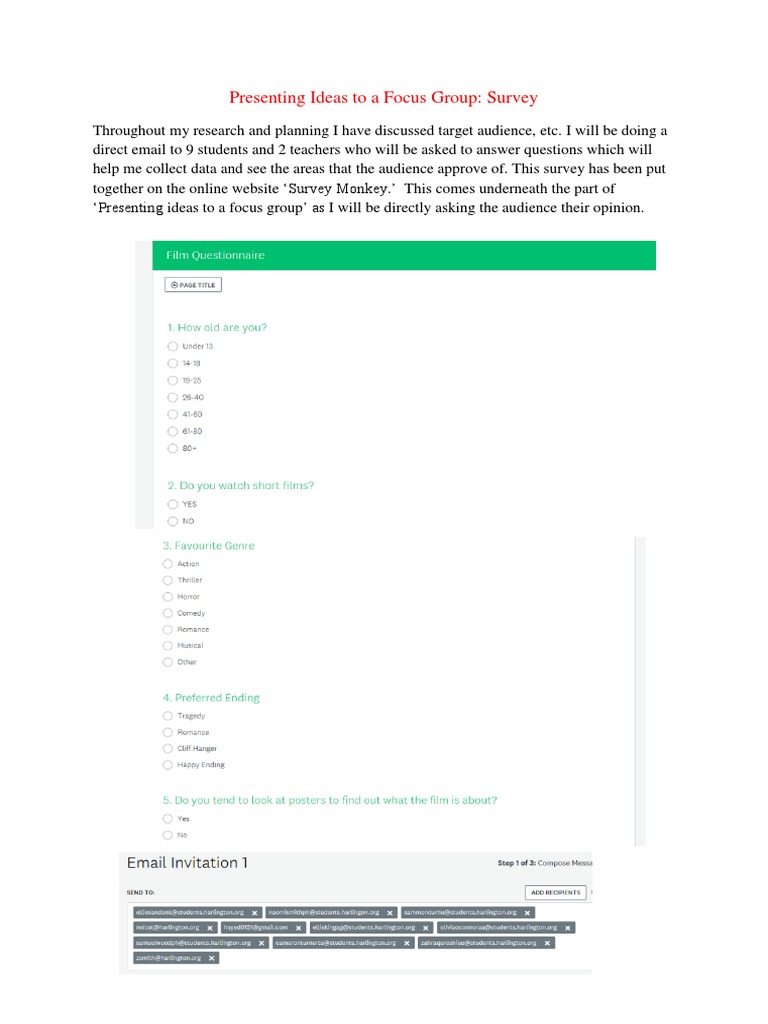 Presenting Ideas To A Focus Group: Survey | PDF