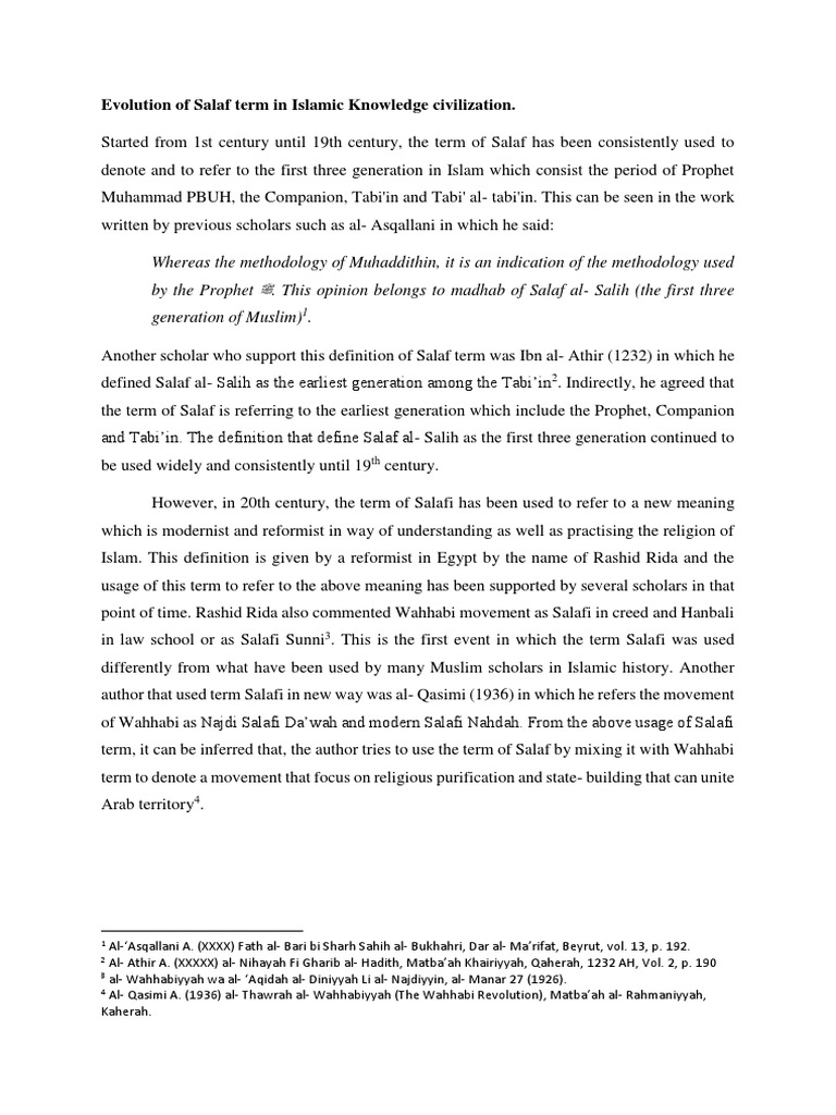 Evolution of Term Salafi in Islamic History | PDF | Salafi Movement | Quran