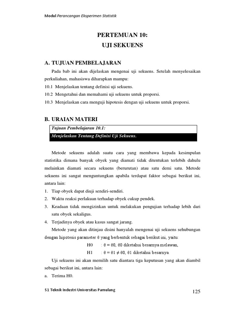 Modul Pertemuan 10 Uji Sekuens | PDF | Metode & Bahan Ajar